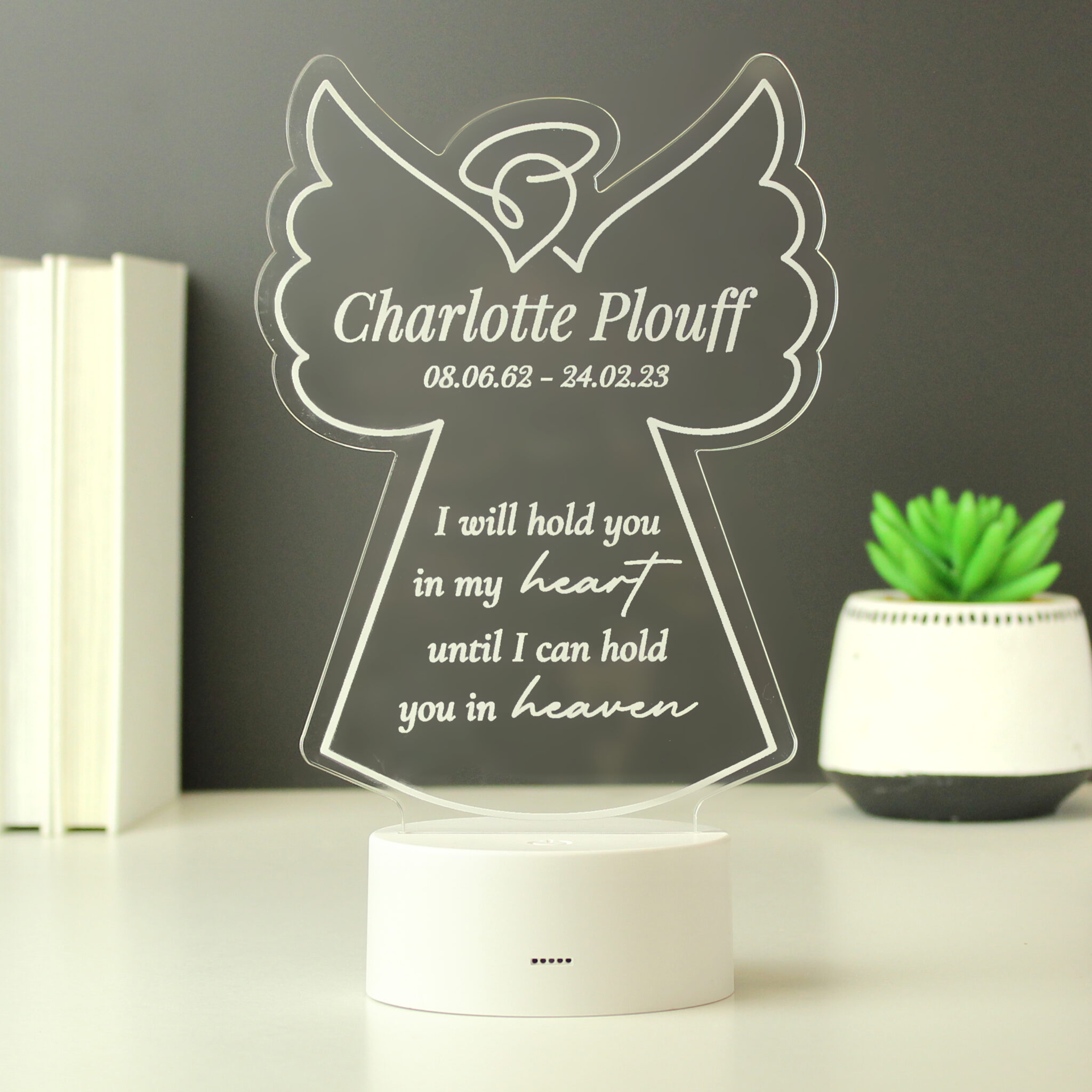 Personalised Angel Memorial Verse Colour Changing LED Light ...