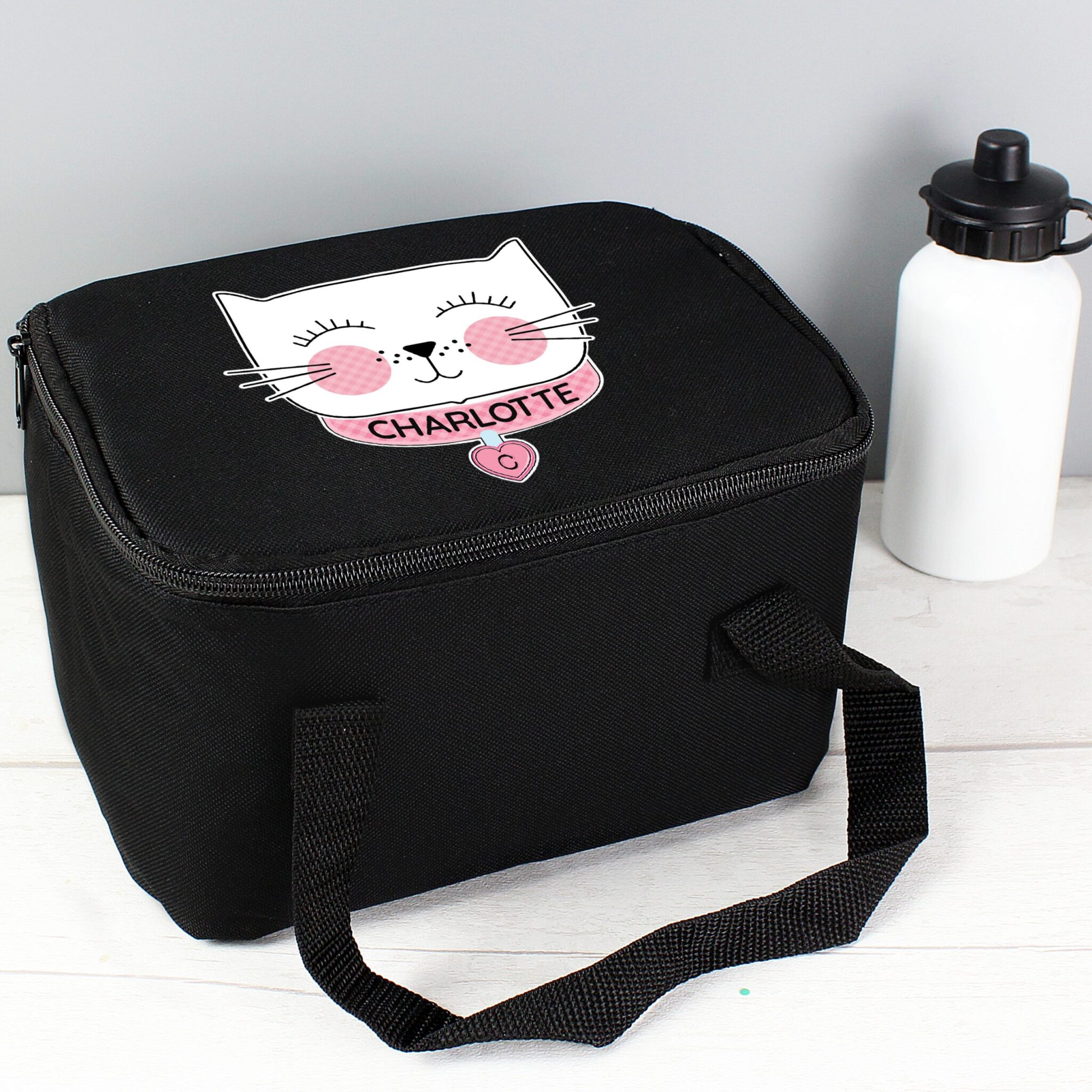 Personalised Cute Cat Black Lunch Bag - Personalised Gifts For Every ...