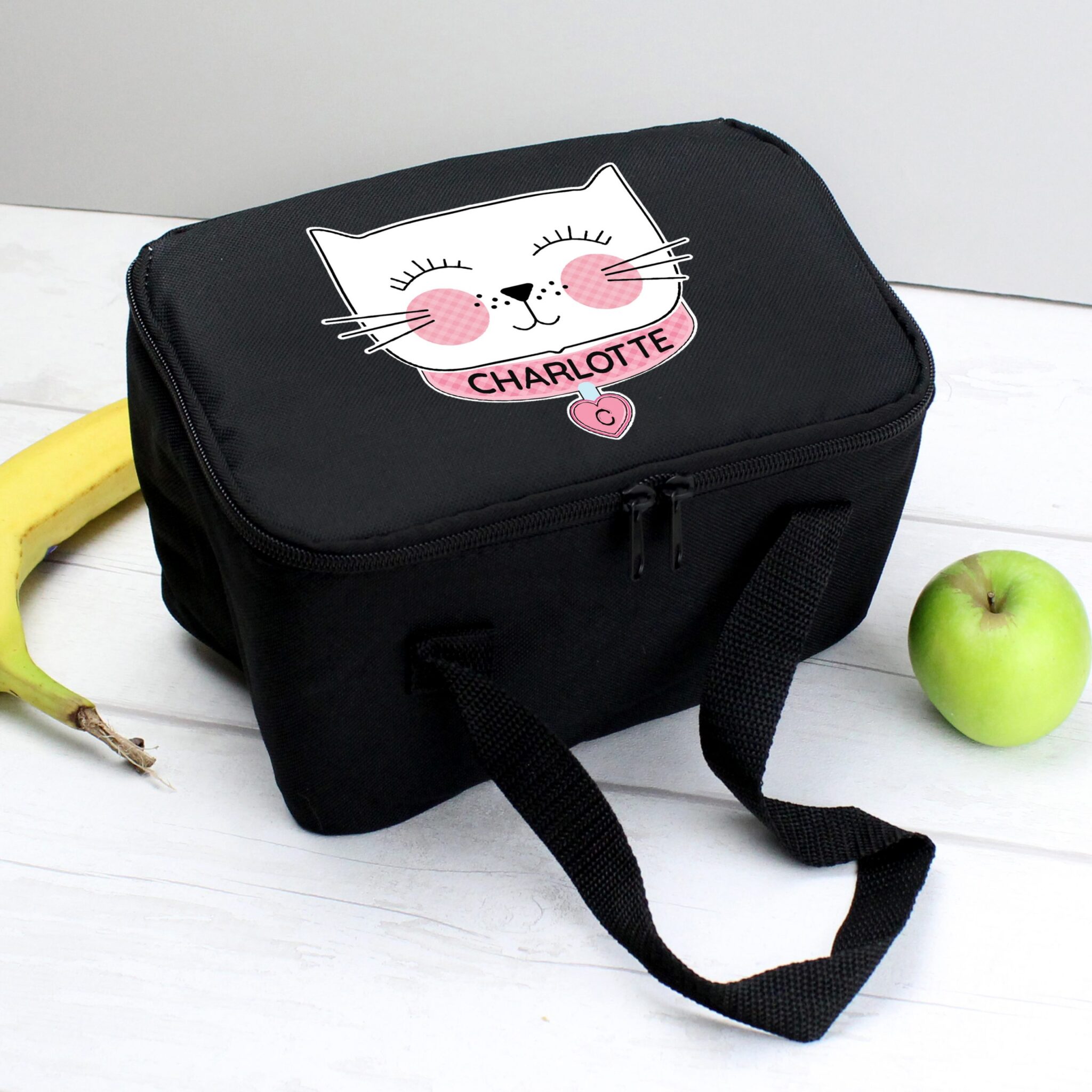 Personalised Cute Cat Black Lunch Bag - Personalised Gifts For Every ...