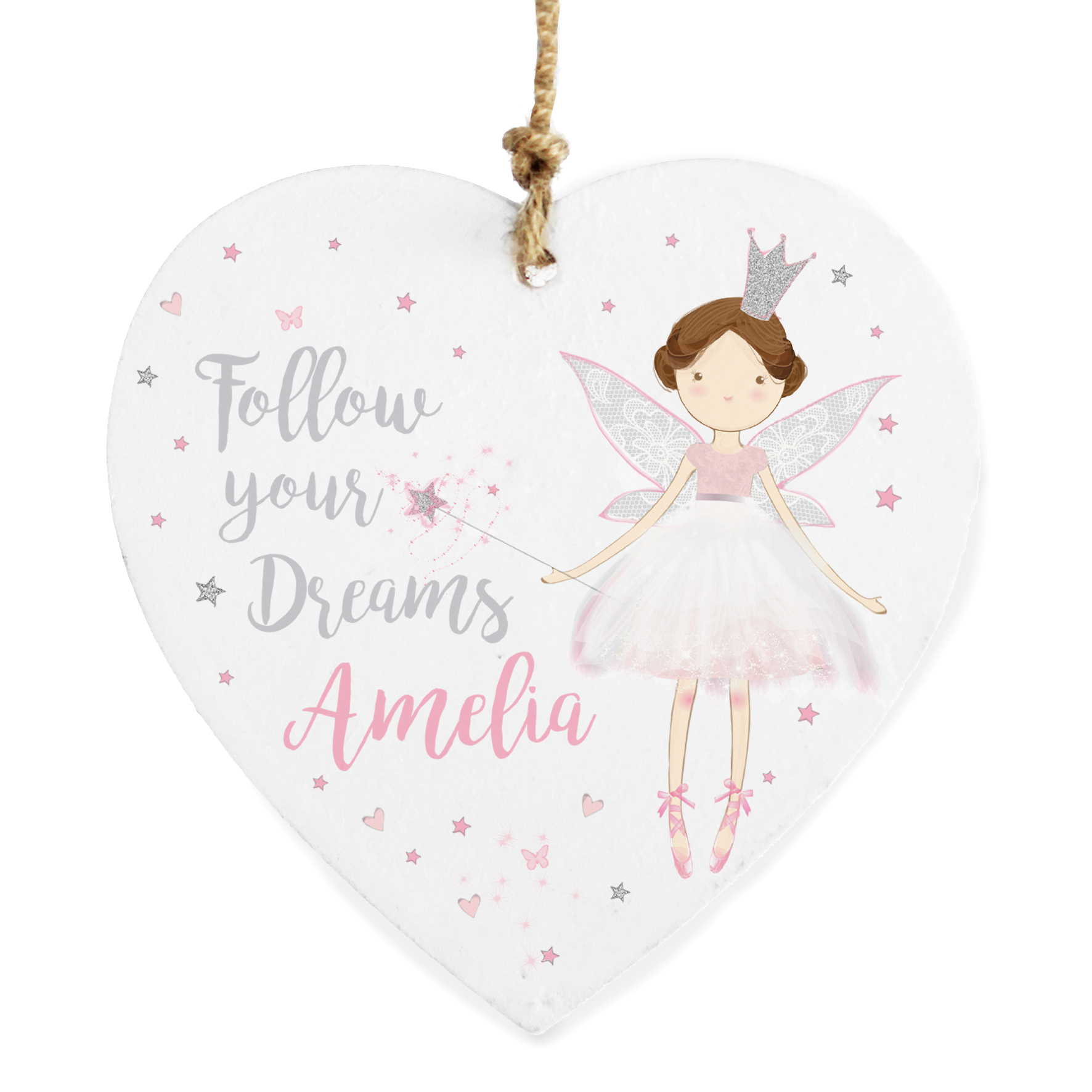 Personalised Fairy Princess Wooden Heart Decoration - Personalised ...