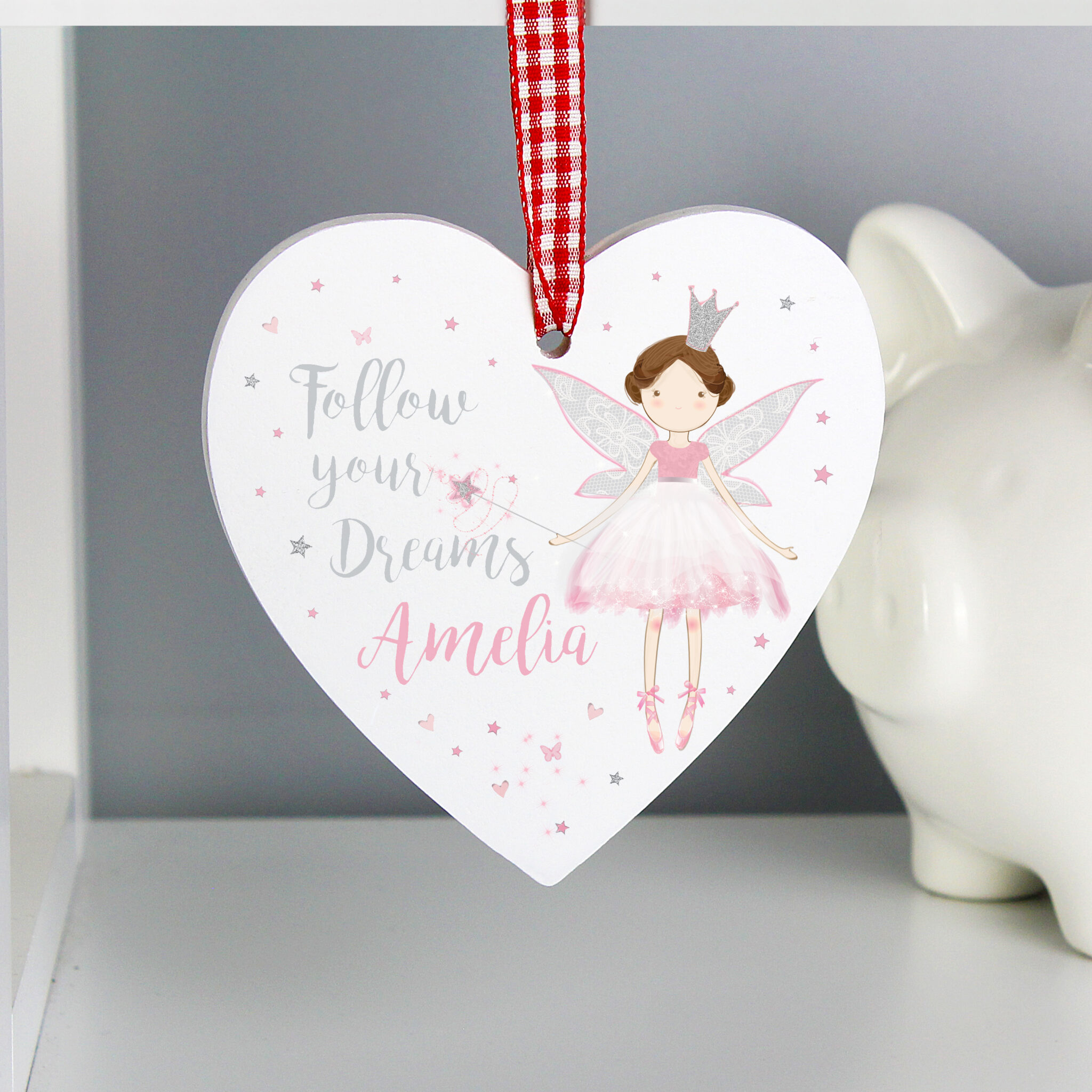 Personalised Fairy Princess Wooden Heart Decoration - Personalised ...