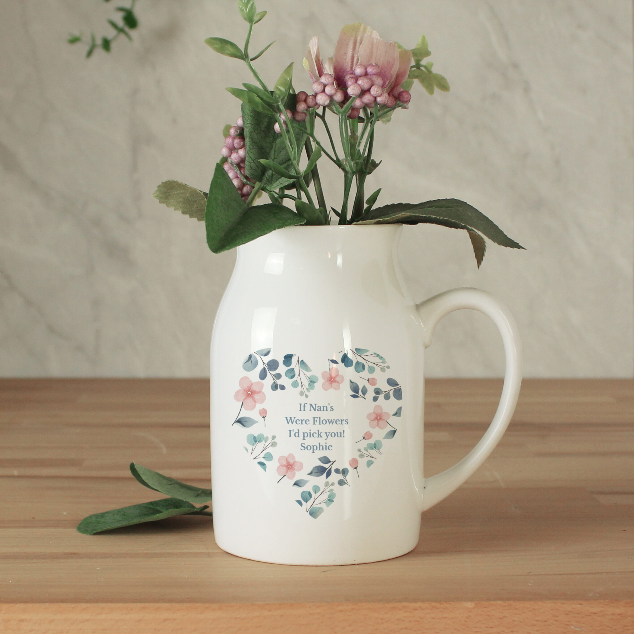 Personalised Floral Heart Flower Jug - Personalised Gifts For Every ...