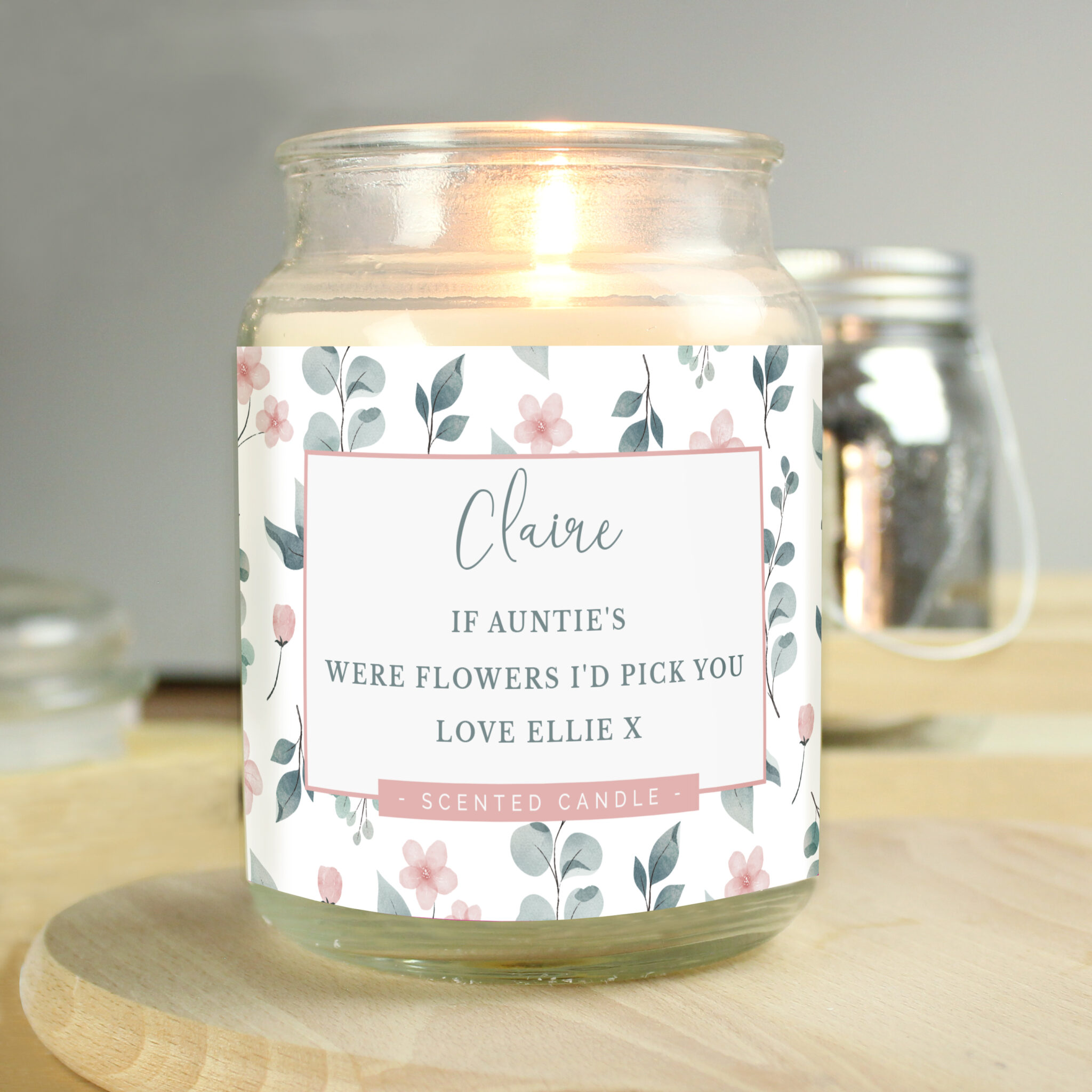 Personalised Floral Large Scented Jar Candle - Personalised Gifts For ...