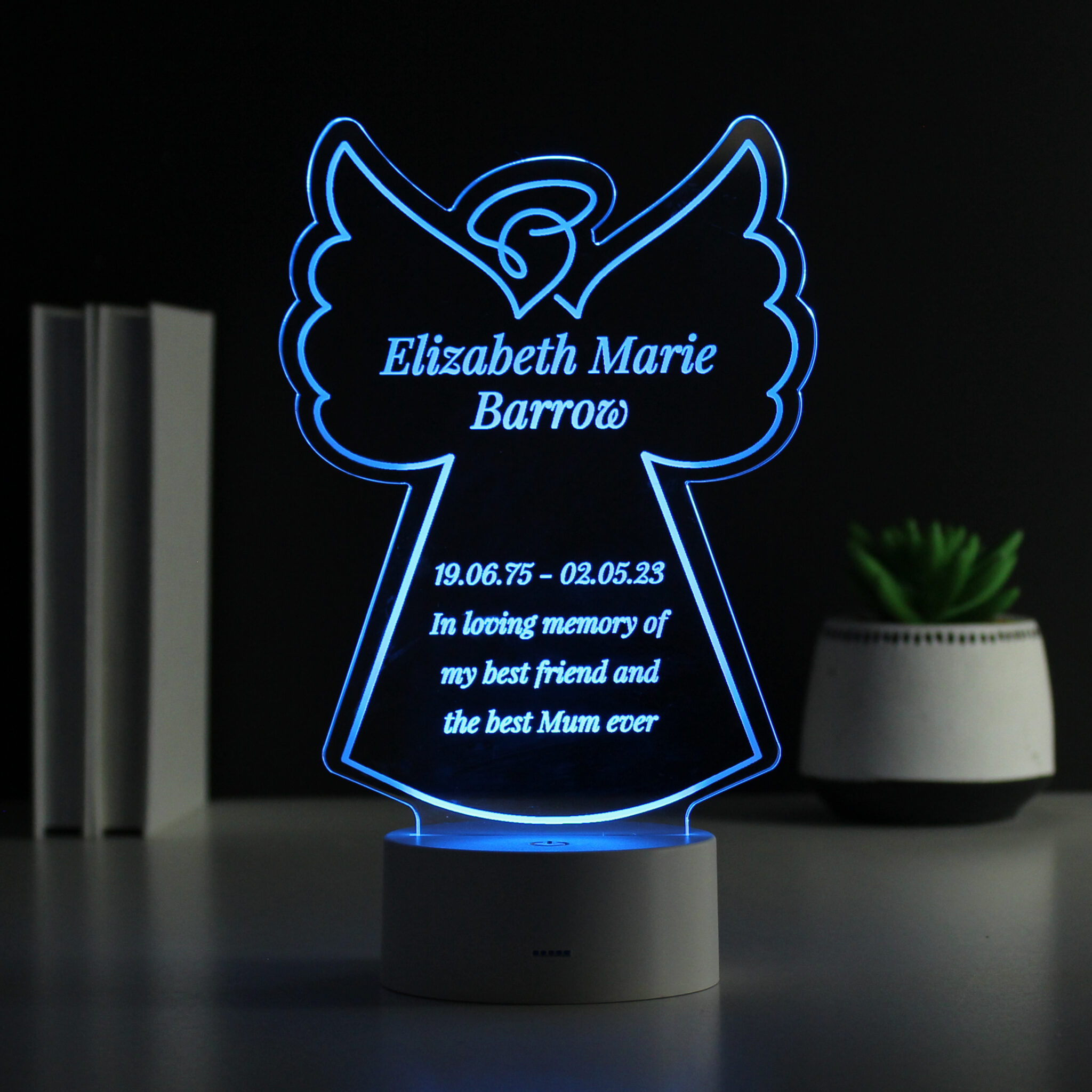Personalised Free Text Angel Memorial Colour Changing LED Light ...