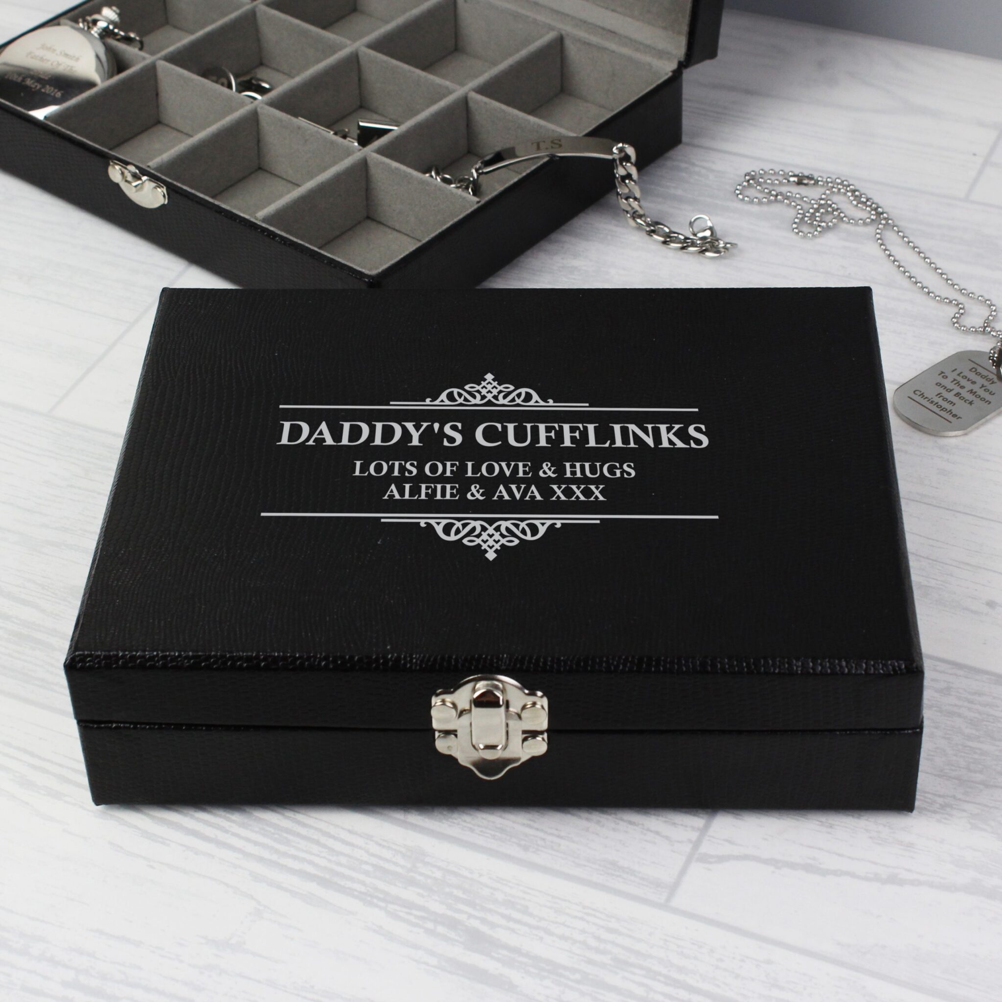 Personalised Large Cufflink Compartment Box l iwtbag