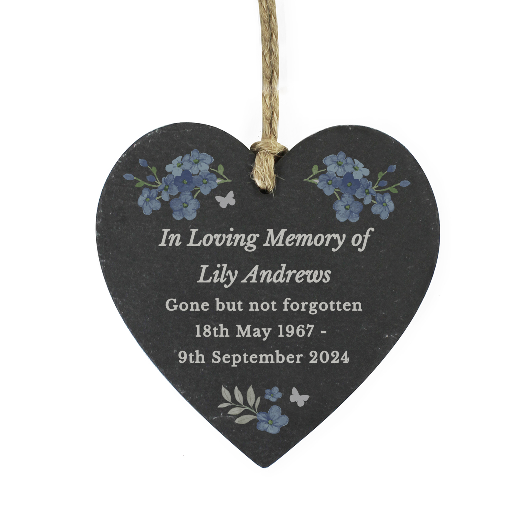 Personalised Memorial Forget Me Not Slate Heart - Personalised Gifts ...
