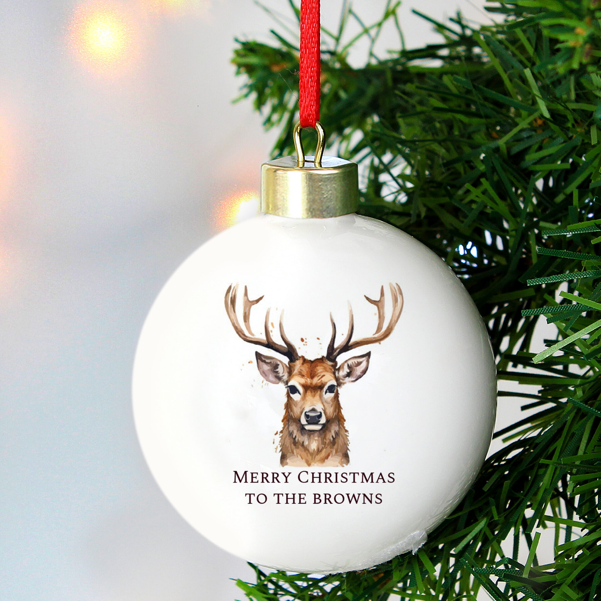 Personalised Watercolour Stag Bauble - Personalised Gifts For Every ...