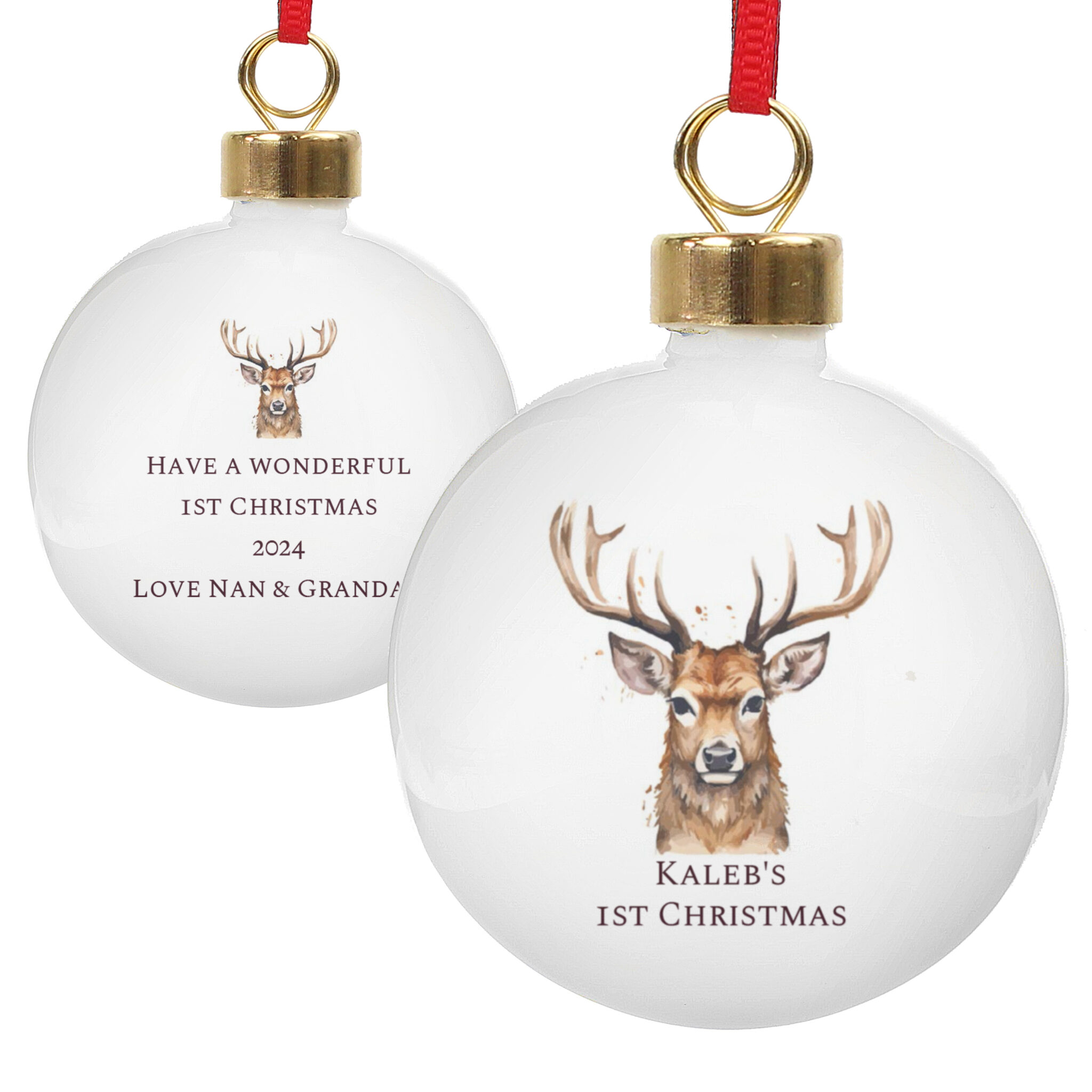 Personalised Watercolour Stag Bauble - Personalised Gifts For Every ...