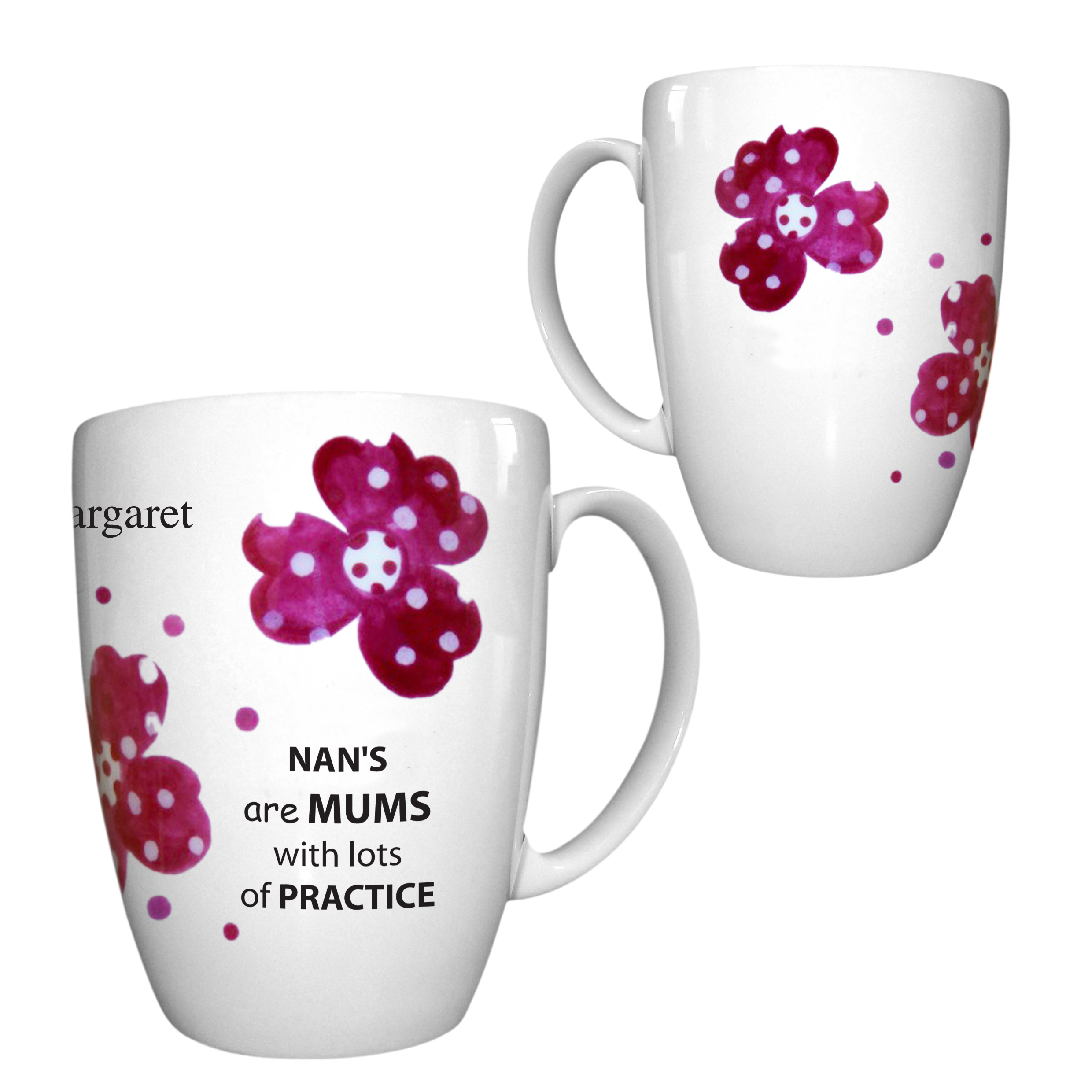 Pink Pansies Nan Bone China Conic Mug - Personalised Gifts For Every ...