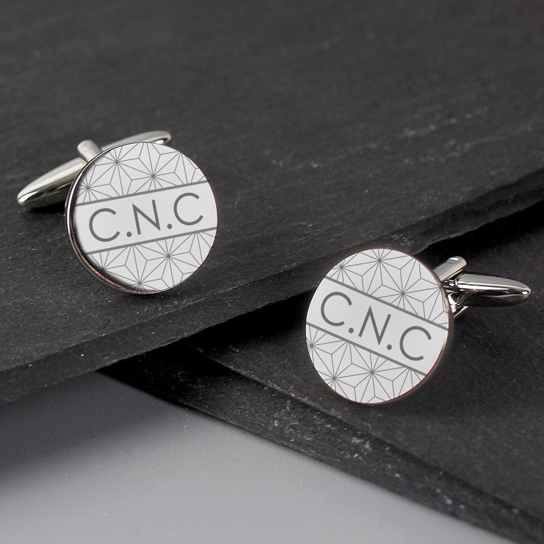 Personalised Geometric Round Cufflinks l Unique Gifts l IWTBAG