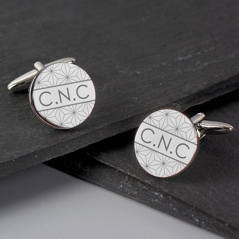 Personalised Geometric Round Cufflinks l Unique Gifts l IWTBAG