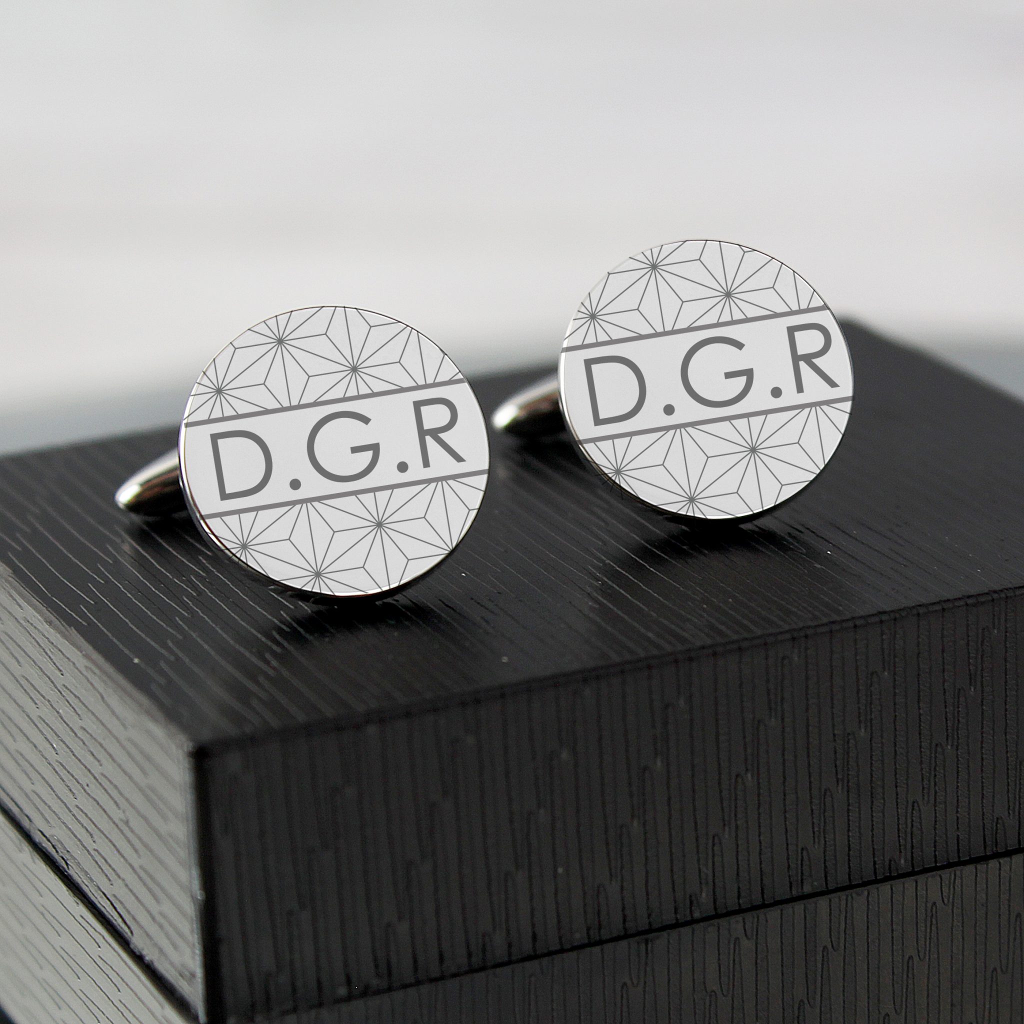 Personalised Geometric Round Cufflinks l Unique Gifts l IWTBAG