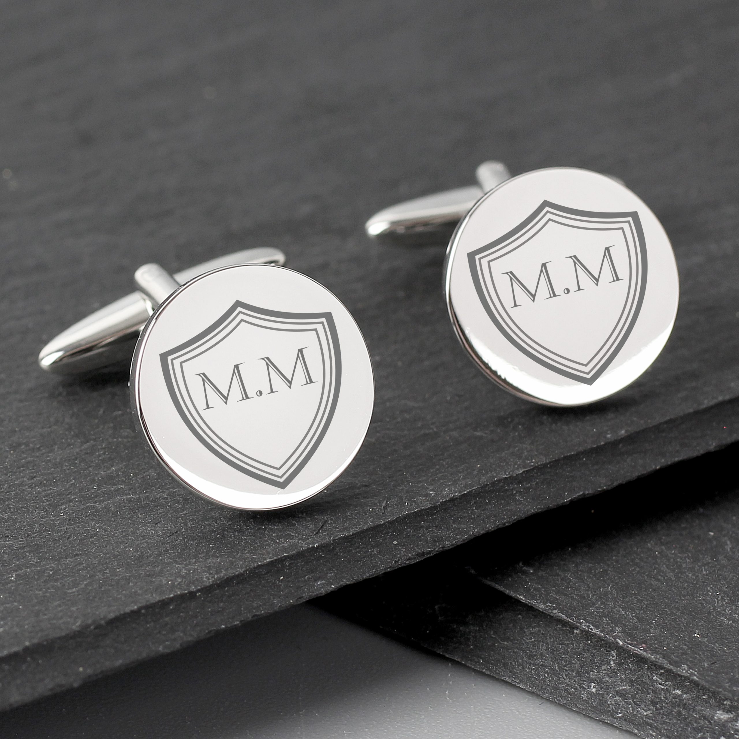 Personalised Shield Round Cufflinks l Unique Gifts l IWTBAG