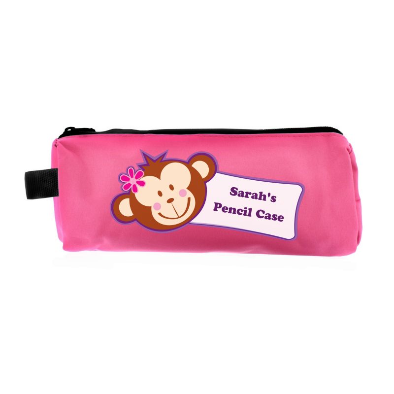 Personalised Monkey Pink Pencil Case - Personalised Gifts For Every ...