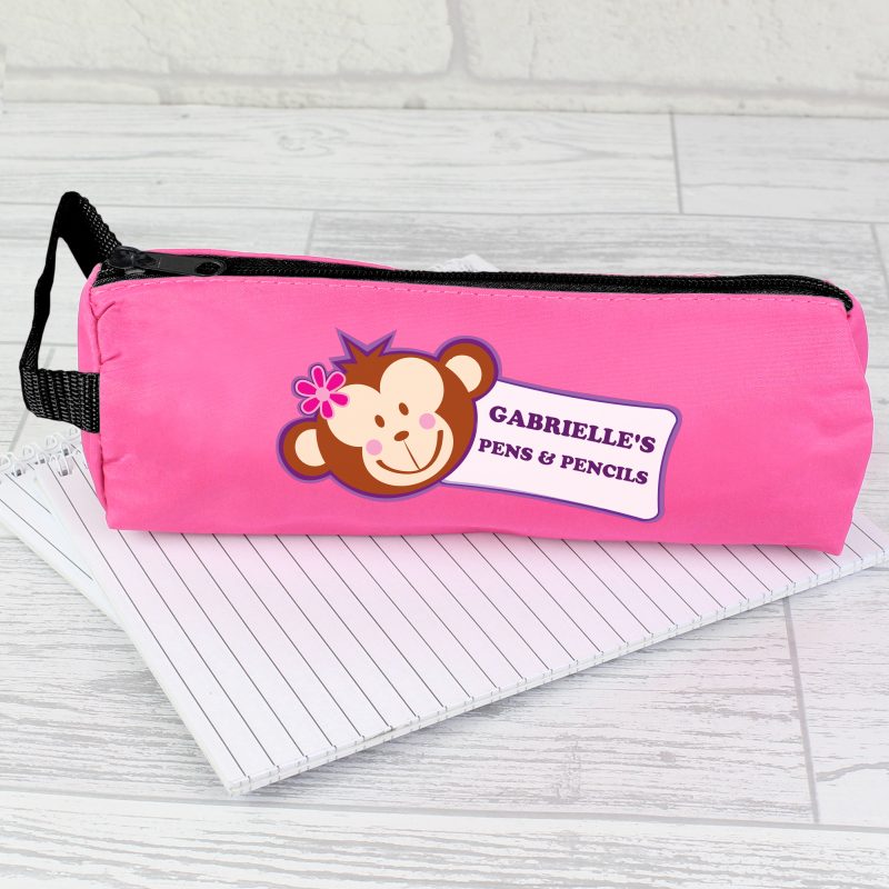 Personalised Monkey Pink Pencil Case - Personalised Gifts For Every ...