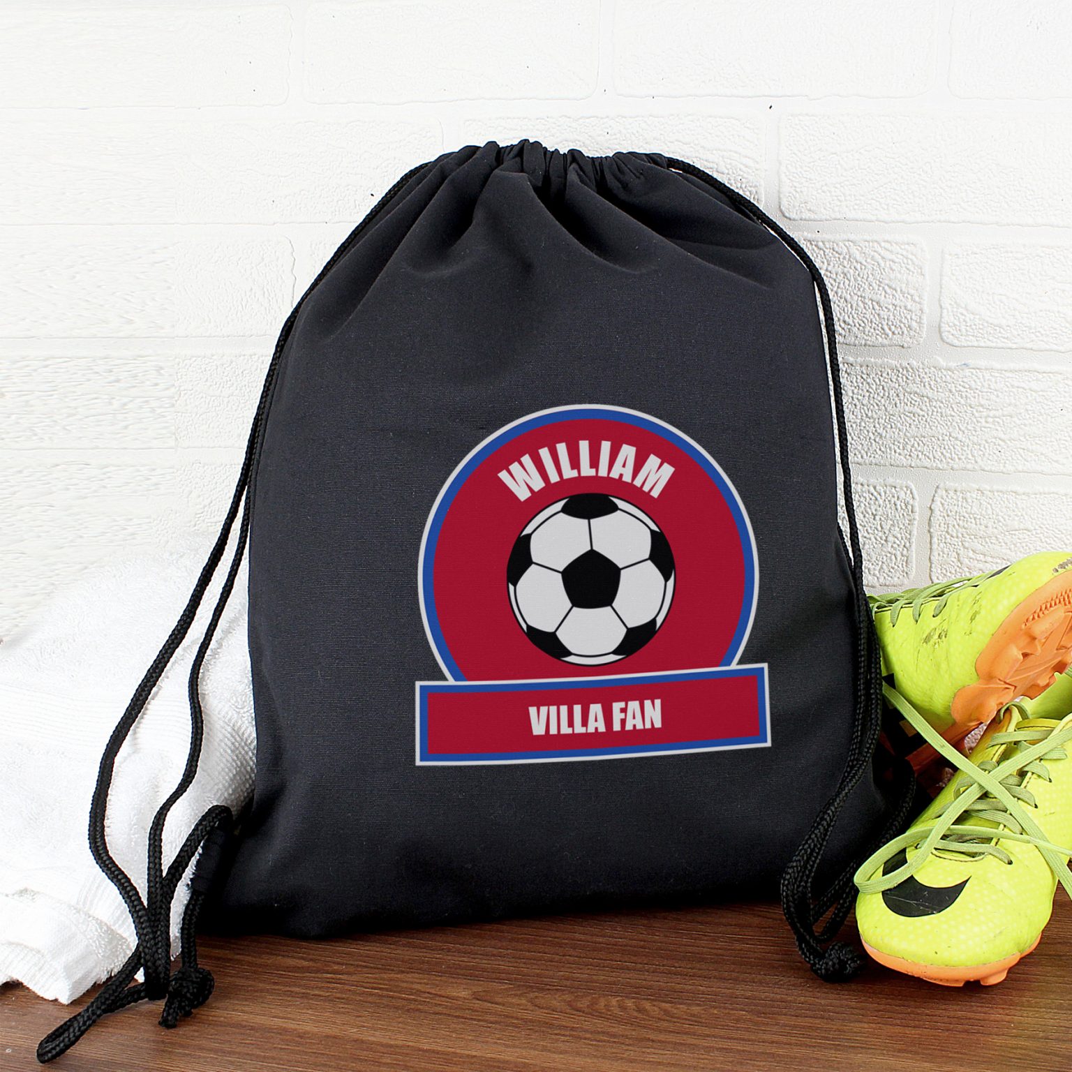 Personalised Claret and Blue Football Fan Swim & Kit Bag - Personalised ...