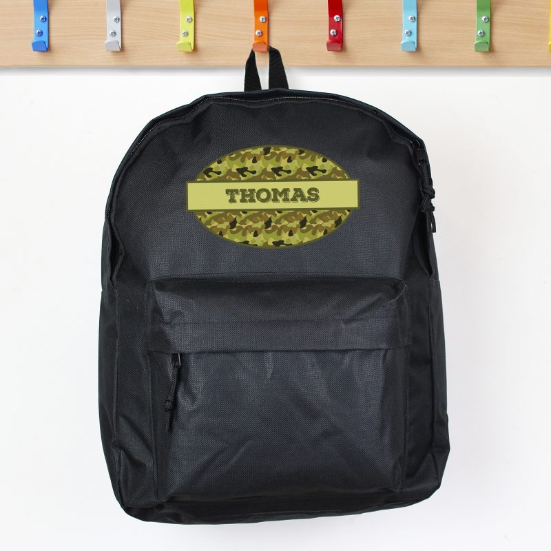 Personalised Khaki Camo Black Backpack - Personalised Gifts For Every ...