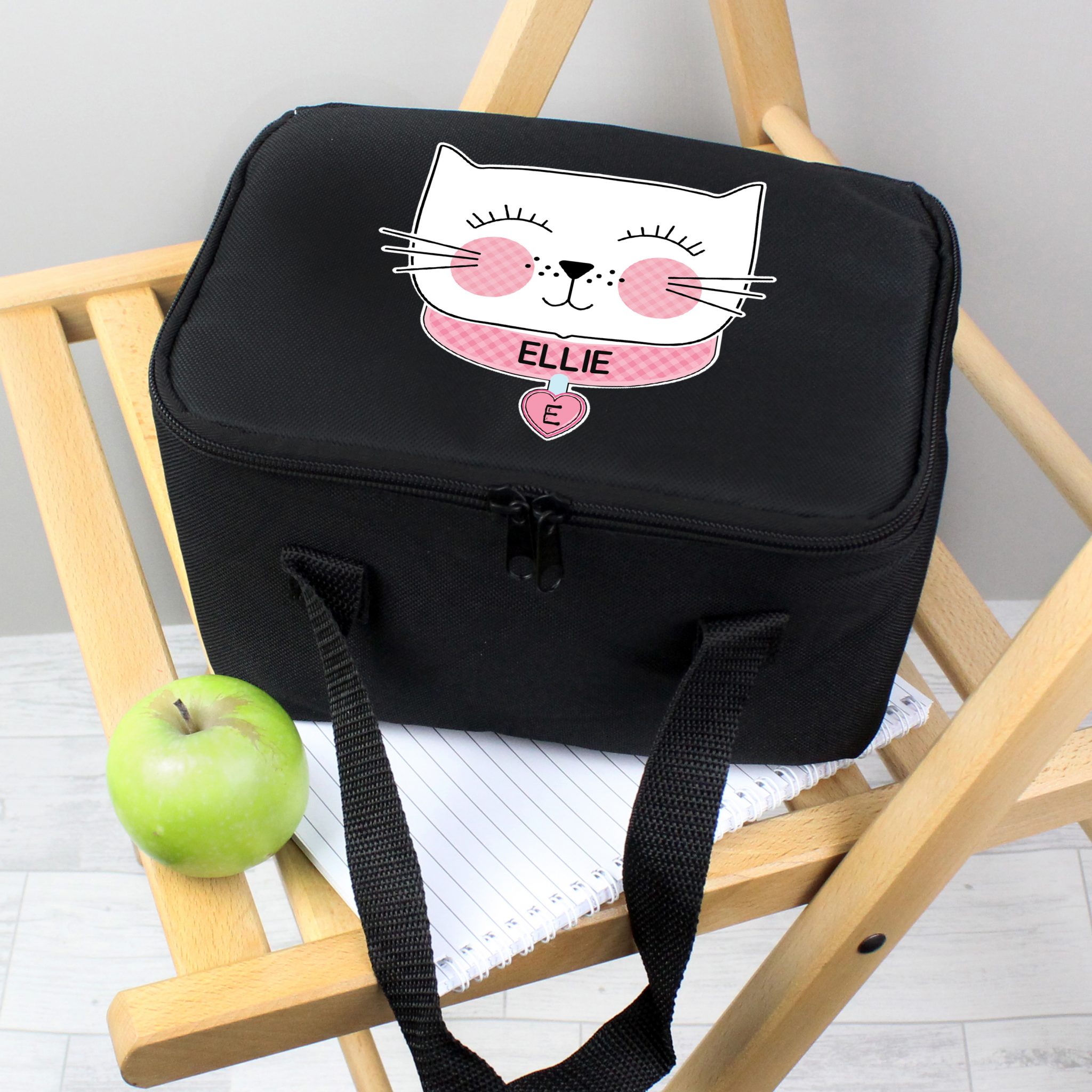 Personalised Cute Cat Black Lunch Bag - Personalised Gifts For Every ...
