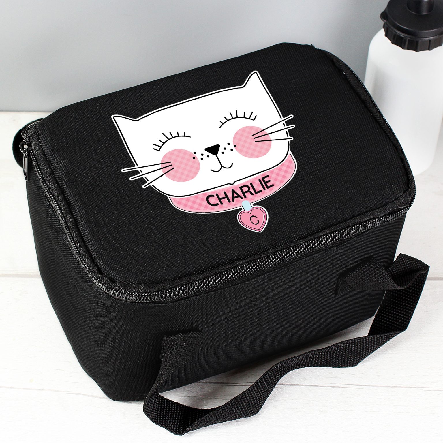 Personalised Cute Cat Black Lunch Bag - Personalised Gifts For Every ...