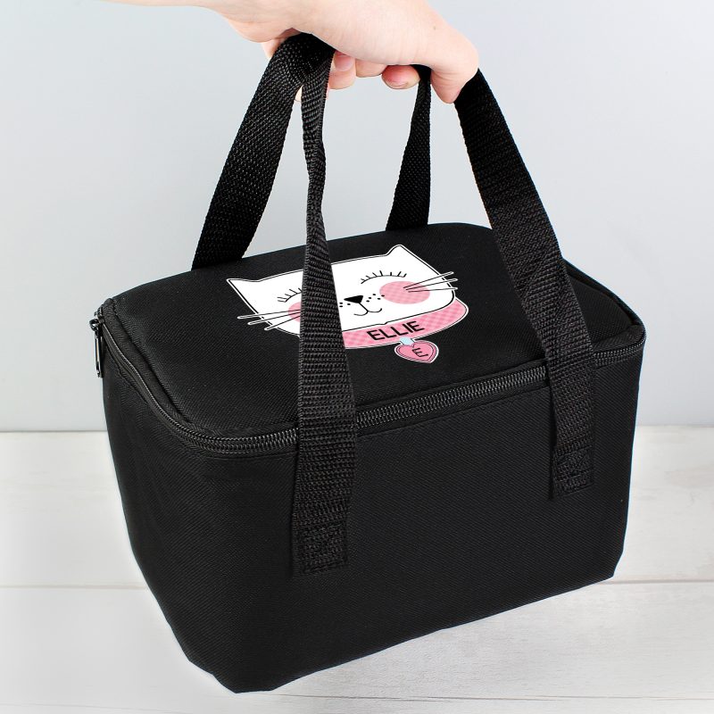 Personalised Cute Cat Black Lunch Bag - Personalised Gifts For Every ...