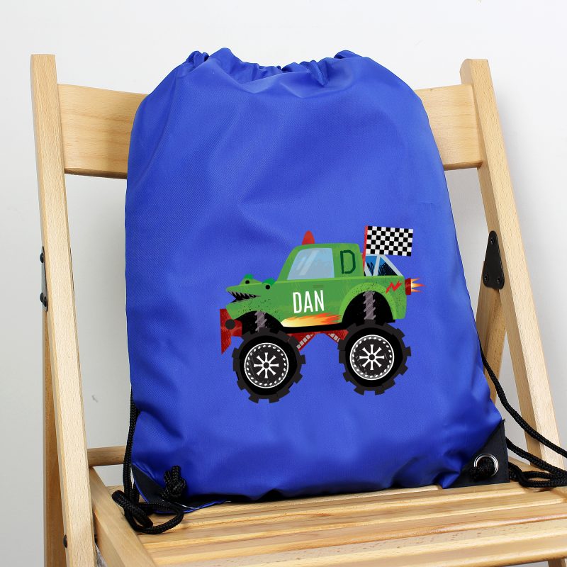 Personalised Monster Truck Blue Kit Bag - Personalised Gifts For Every ...