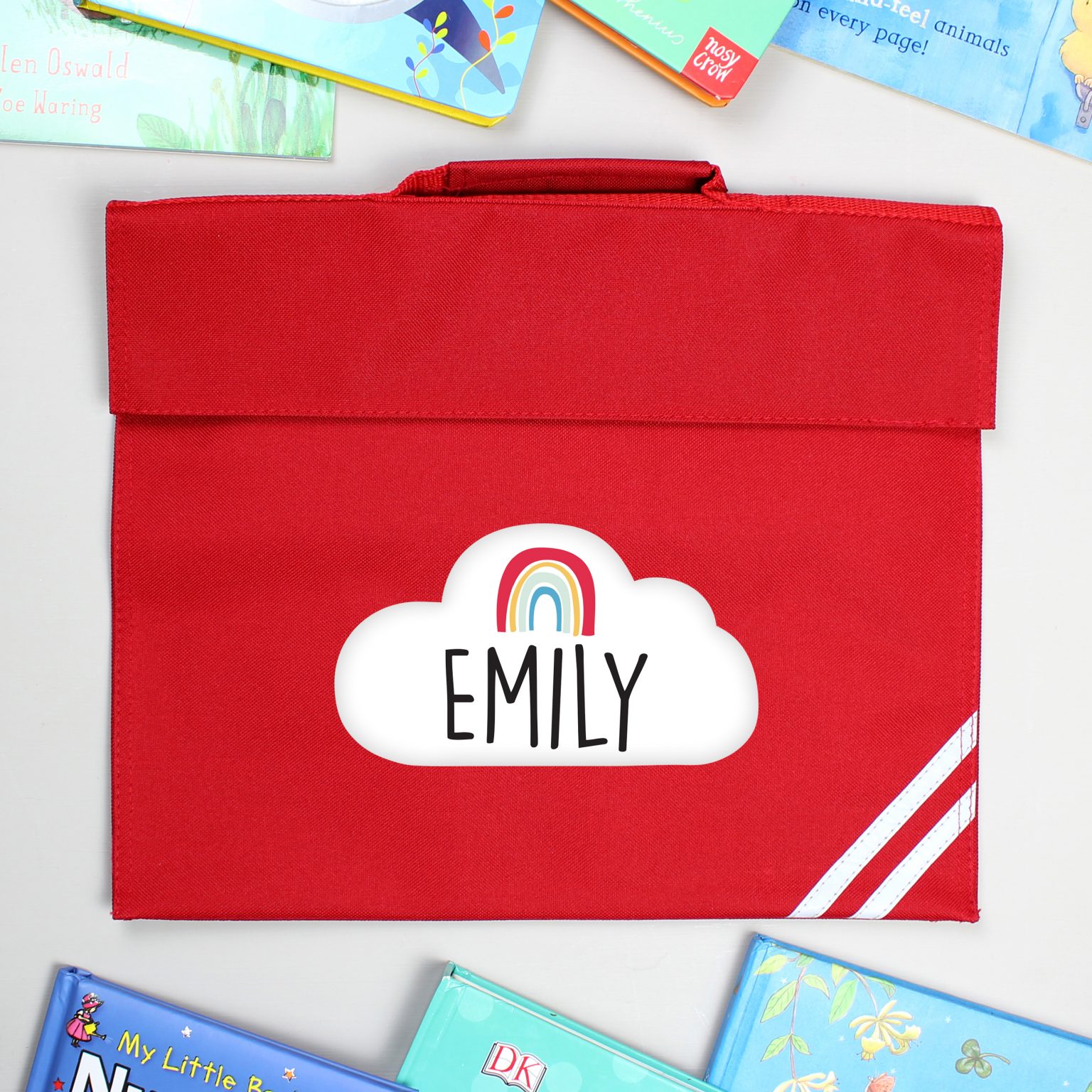 Personalised Rainbow Red Book Bag - Personalised Gifts For Every ...