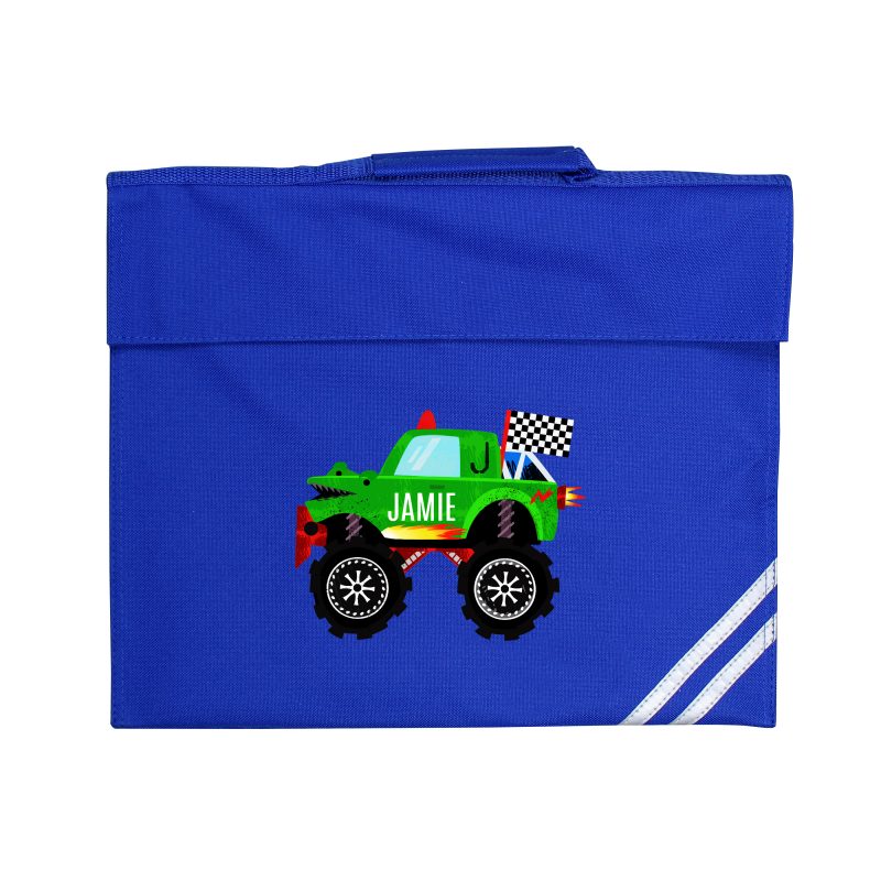 Personalised Monster Truck Blue Book Bag - Personalised Gifts For Every ...