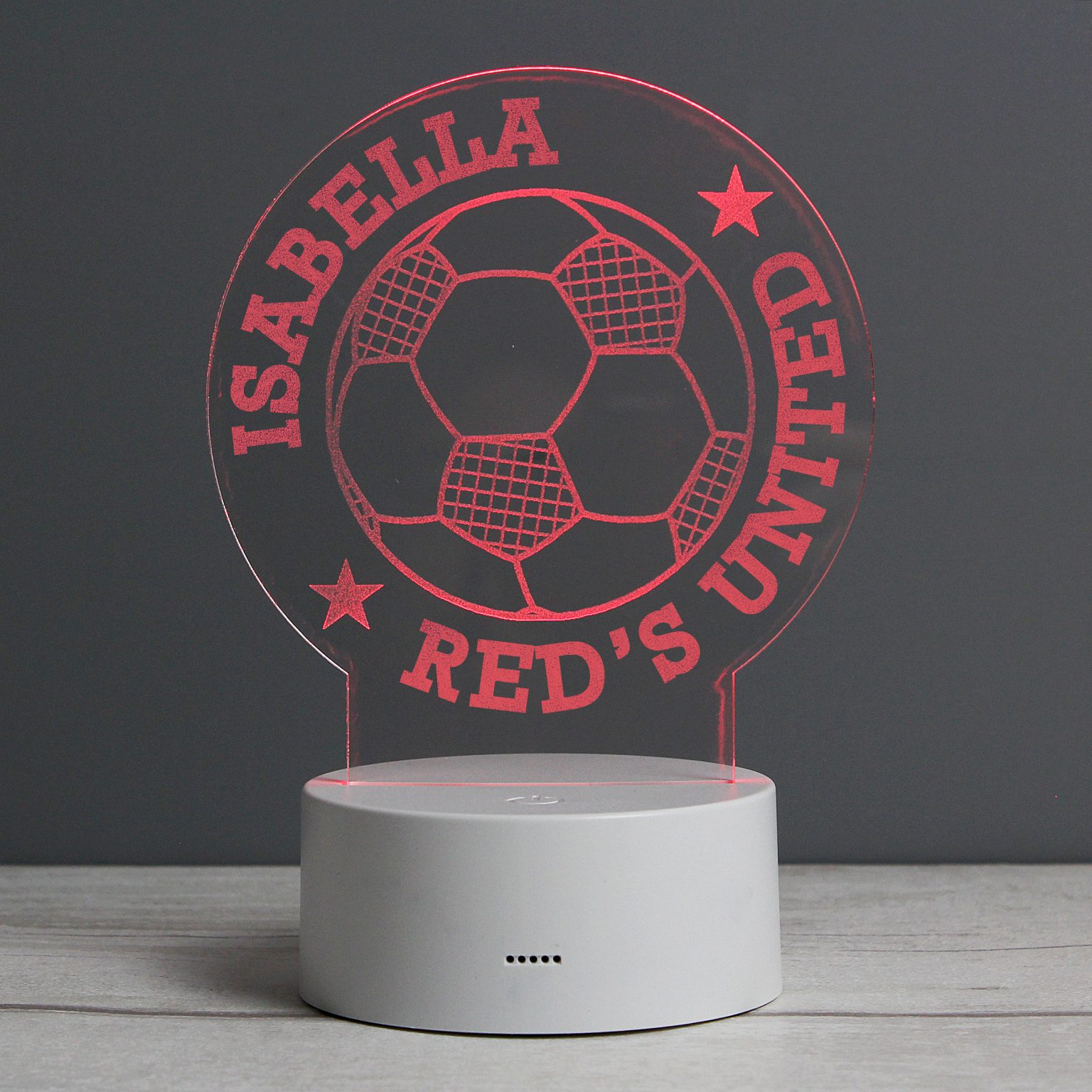 Personalised Football LED Colour Changing Desk Night Light ...
