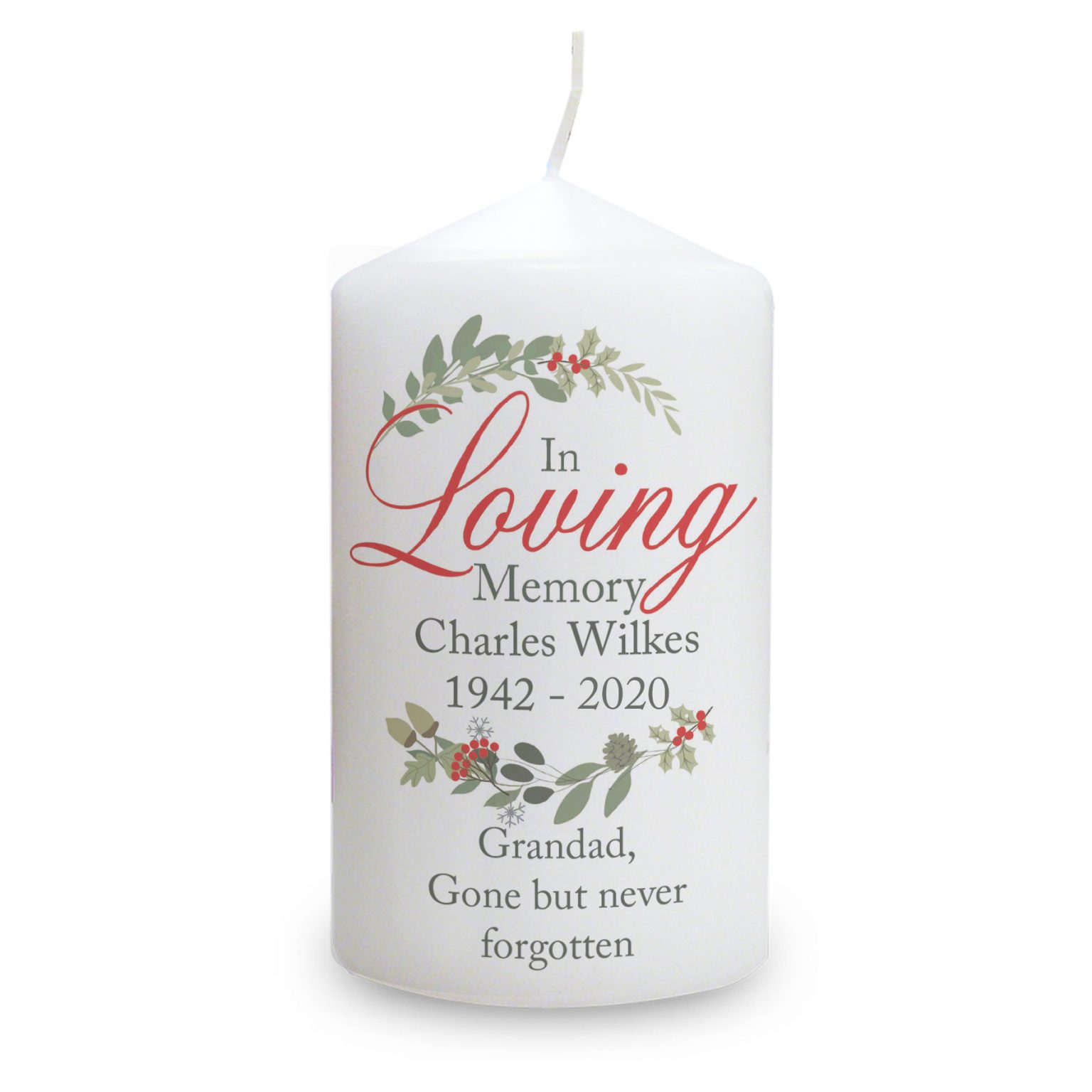 Personalised In Loving Memory Wreath Candle - Personalised Gifts For ...