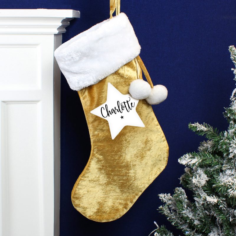 Personalised Star Luxury Gold Stocking - Personalised Gifts - Unique Gifts
