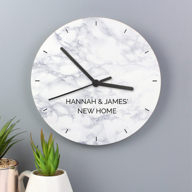 Personalised Marble Effect Wooden Clock - Personalised Gifts For Every ...