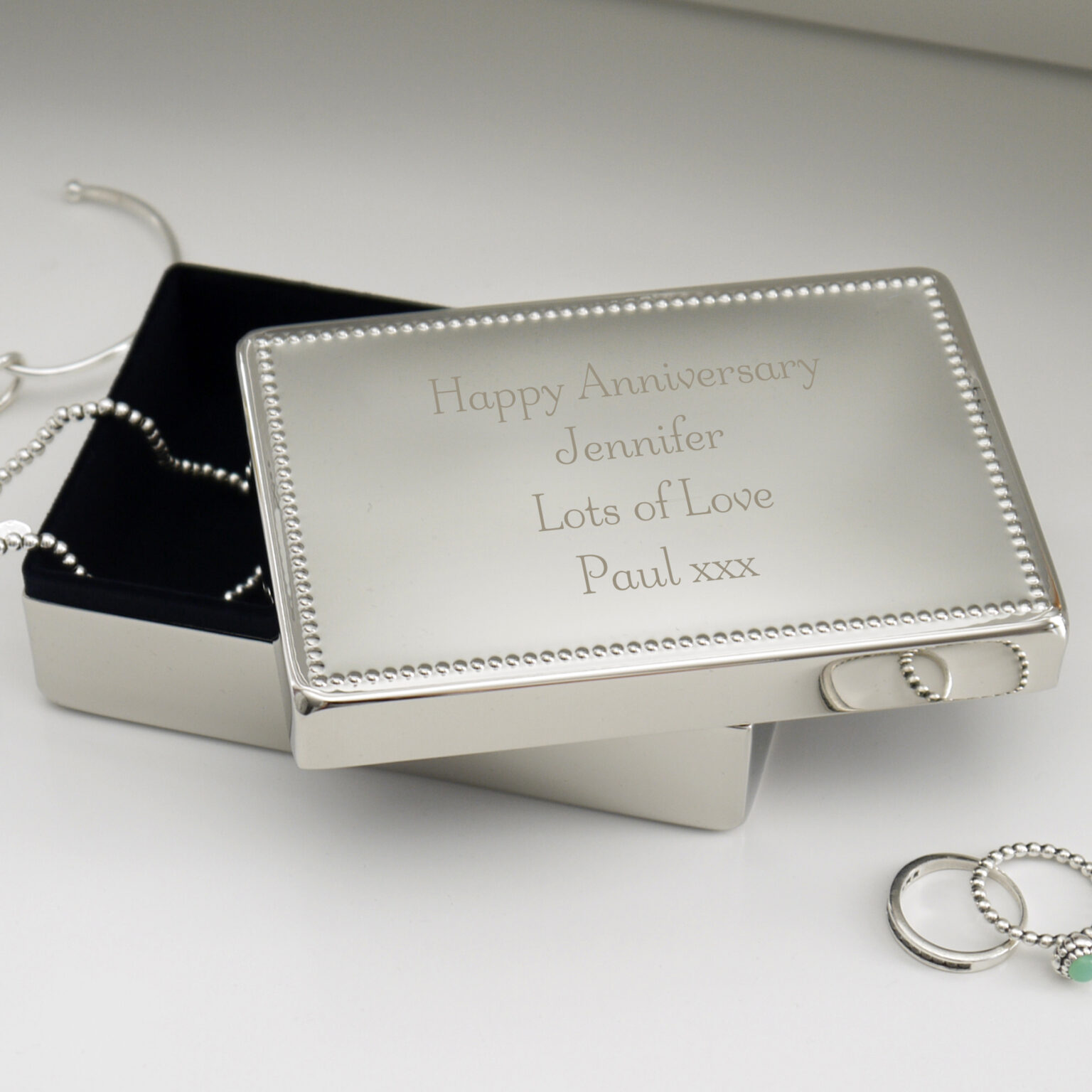 Personalised Any Message Rectangular Jewellery Box - Personalised Gifts ...
