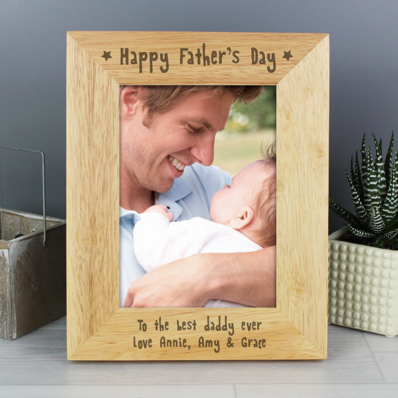 Personalised Happy Fathers Day 5x7 Wooden Photo Frame - Personalised ...