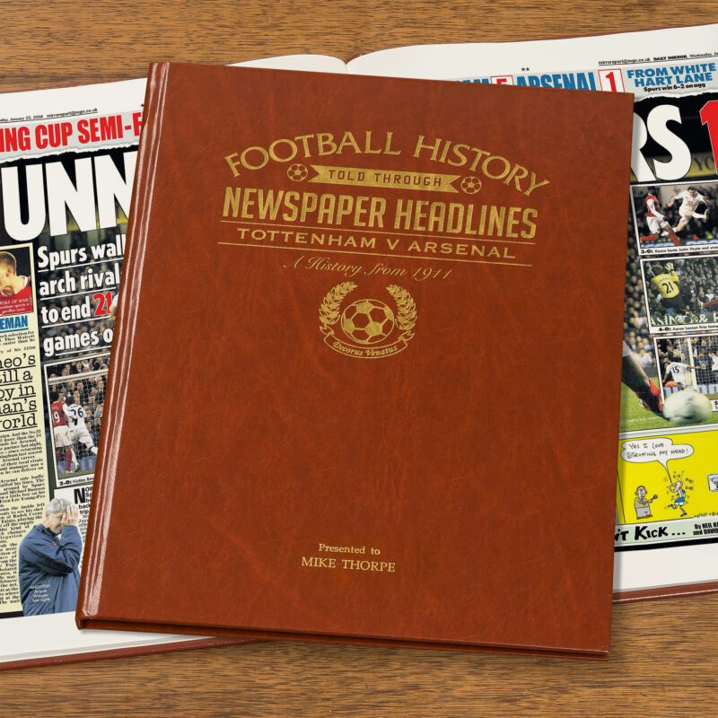 Personalised Spurs v Arsenal Newspaper History Book - IWTBAG
