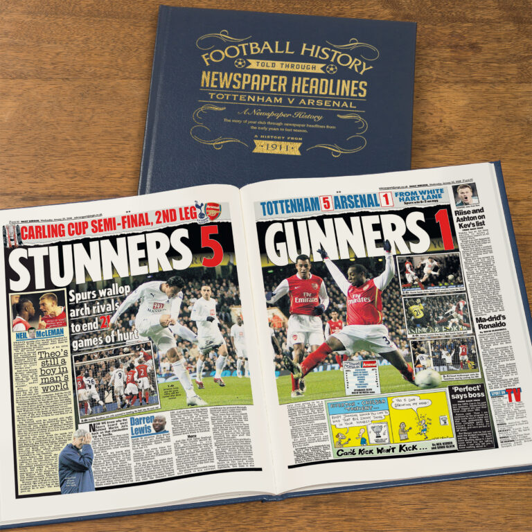 Personalised Spurs v Arsenal Newspaper History Book - IWTBAG