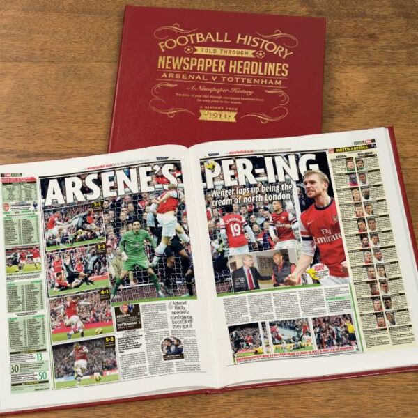 Personalised Arsenal v Spurs Newspaper History Book - IWTBAG