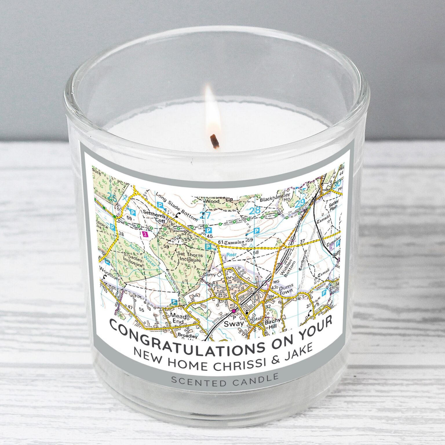 Personalised Present Day Map Compass Scented Jar Candle - Personalised ...