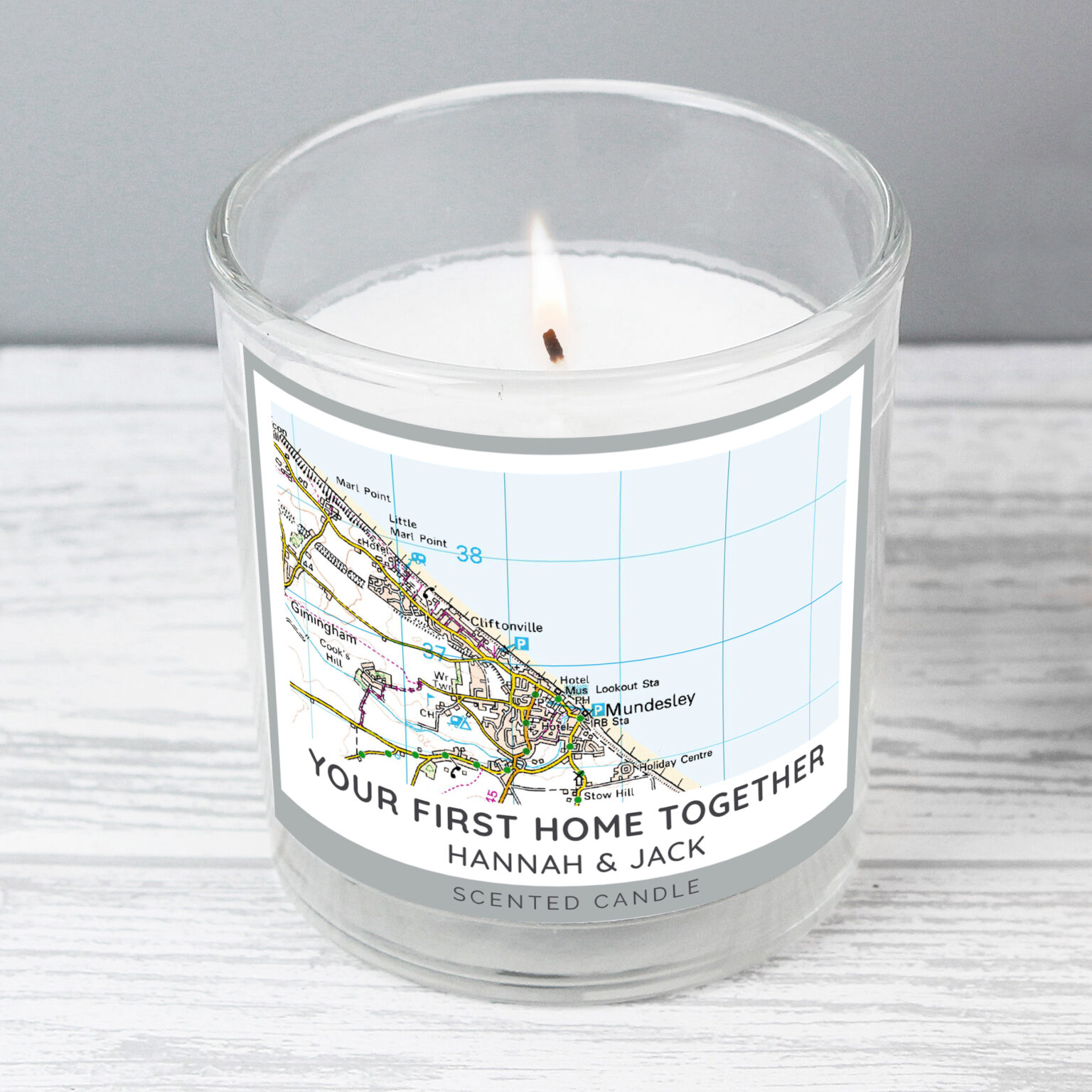 Personalised Present Day Map Compass Scented Jar Candle - Personalised ...