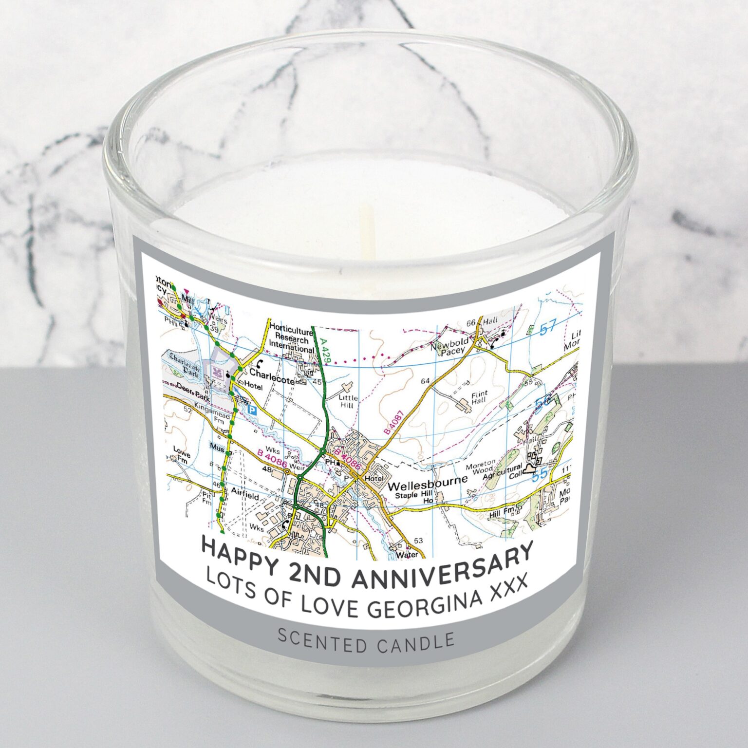 Personalised Present Day Map Compass Scented Jar Candle - Personalised ...