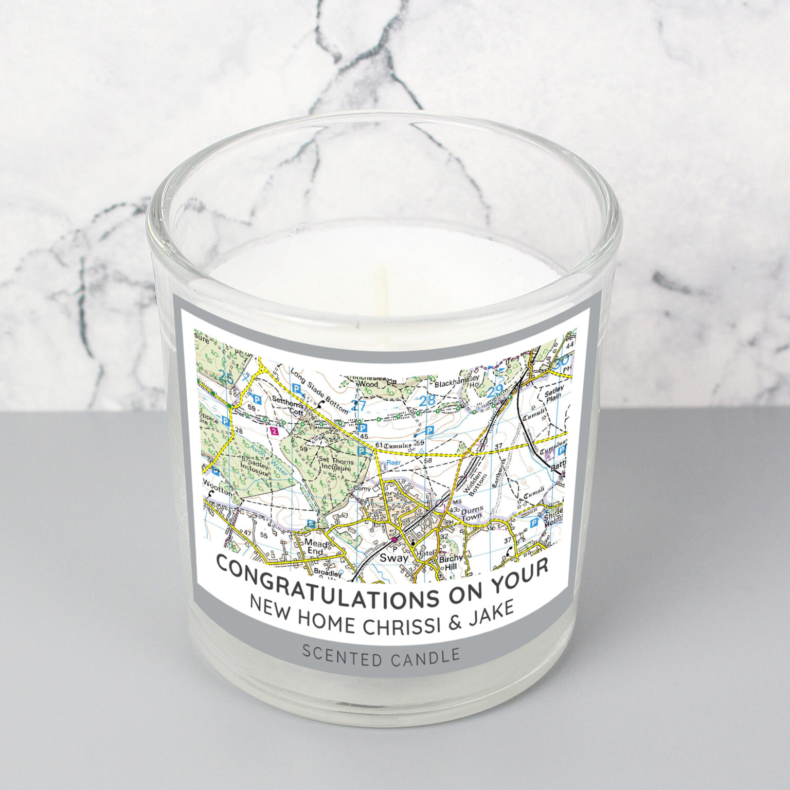 Personalised Present Day Map Compass Scented Jar Candle - Personalised ...