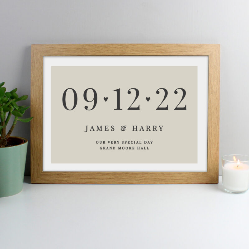 Personalised Free Text Landscape A3 Oak Framed Print - Personalised ...