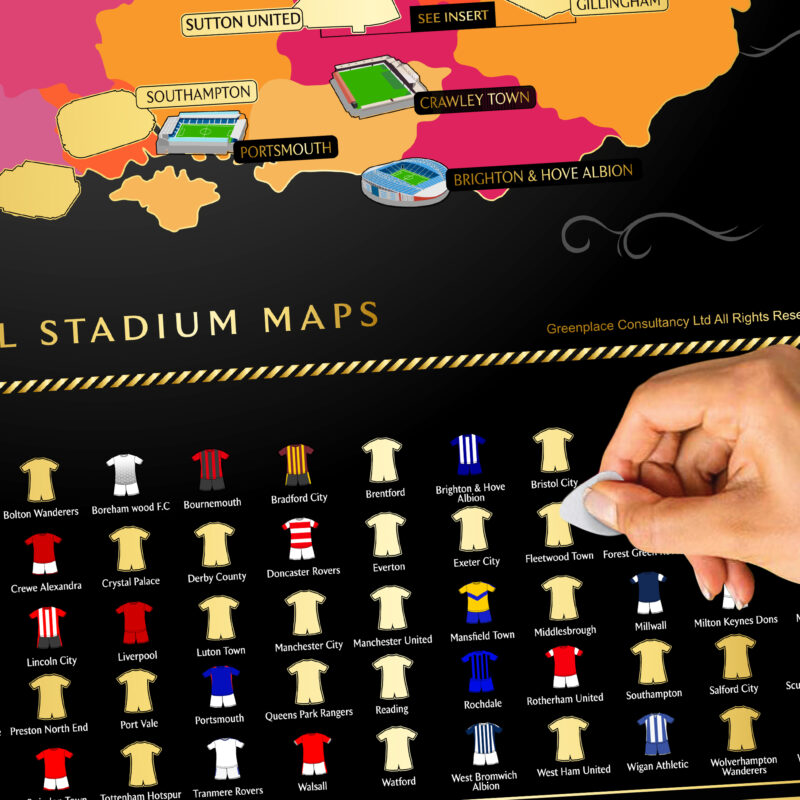 English Football Stadiums Map l Scratch Off Map - IWTBAG