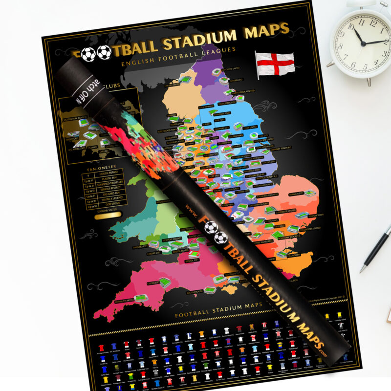 English Football Stadiums Map l Scratch Off Map - IWTBAG