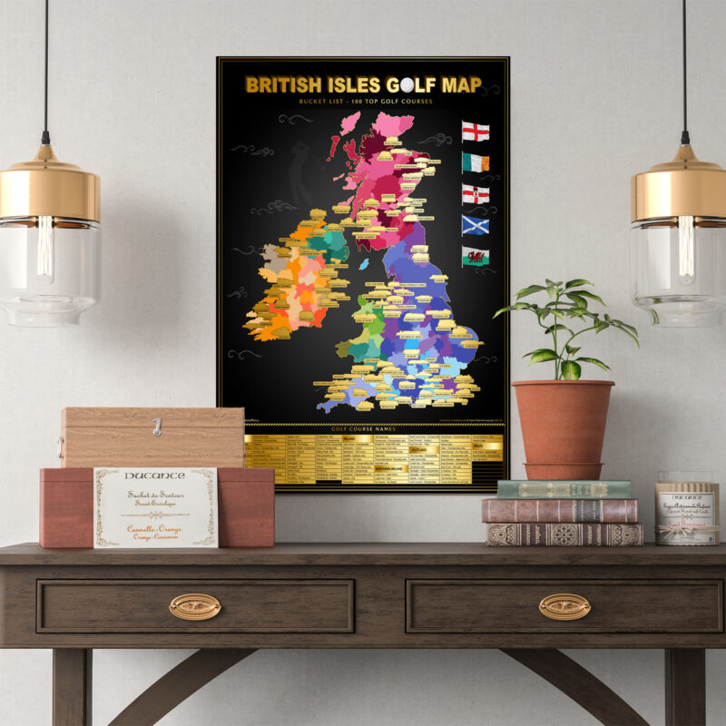 British Isles Golf Map - Scratch-Off Map - I Want To Buy A Gift