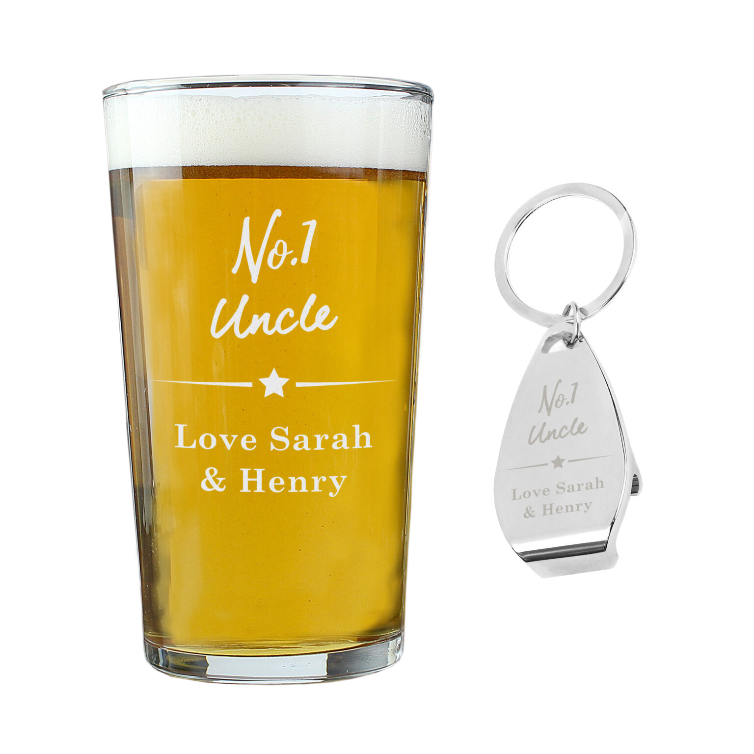 Personalised No.1 Pint glass & Bottle Opener Set - Personalised Gifts ...