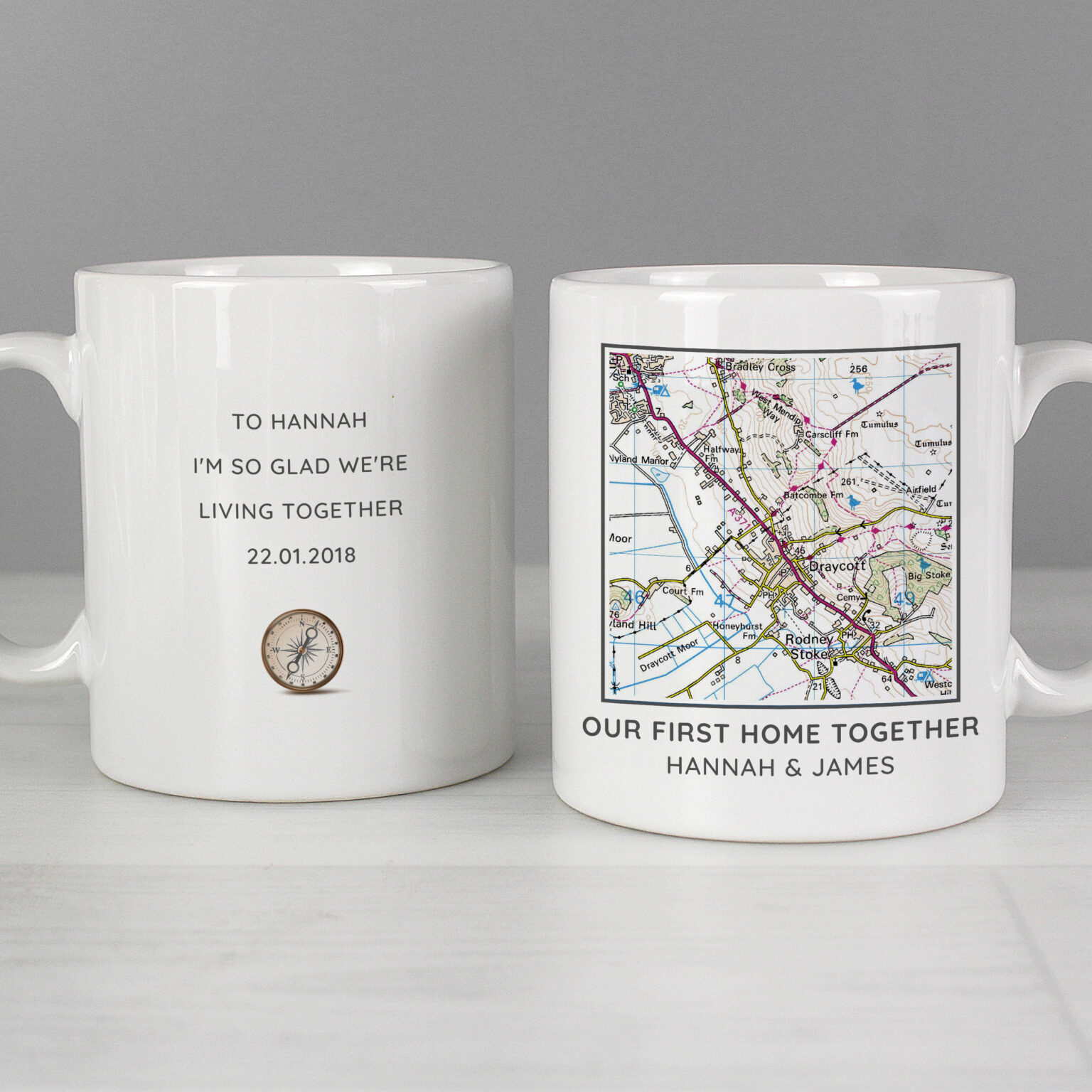 Personalised Present Day Map Compass Mug - Personalised Gifts For Every ...