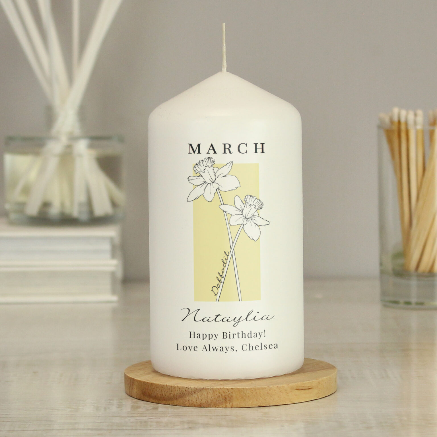 Personalised Birth Flower Pillar Candle - Personalised Gifts For Every ...